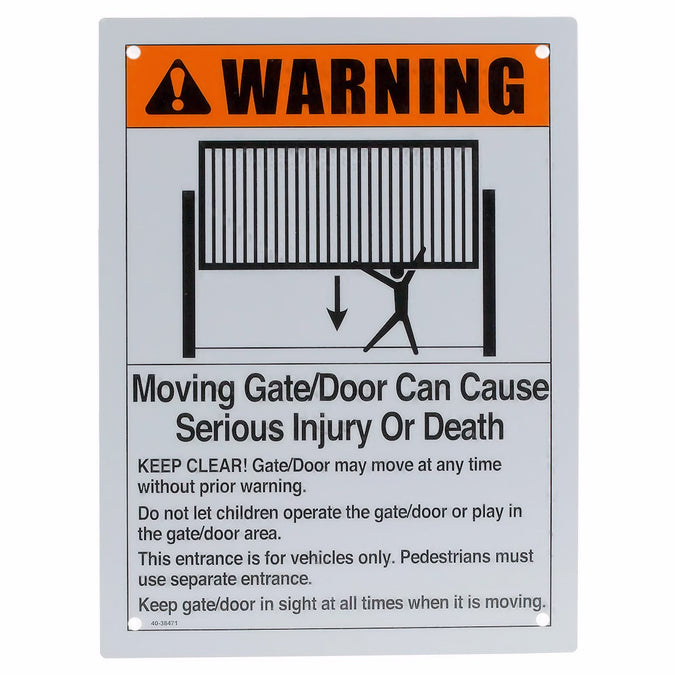 Liftmaster K40-38471 Warning Sign for Overhead Gates | Elitegates.net